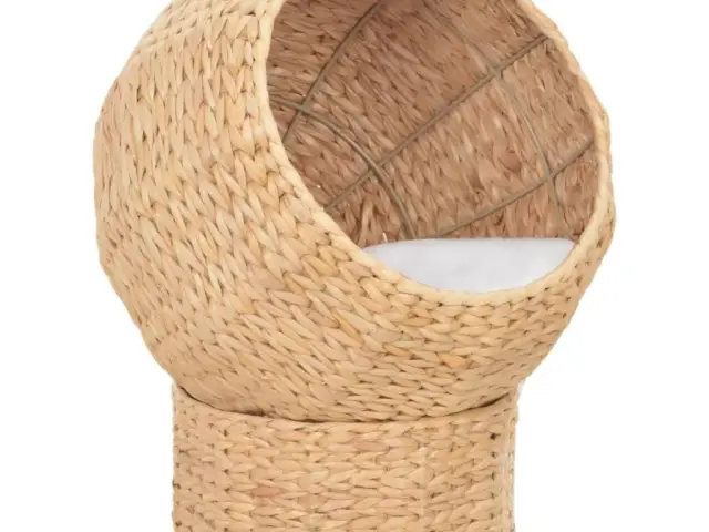 Kattekurv i søgræs - naturfarvet kattehule med hynde, H 45 cm ...