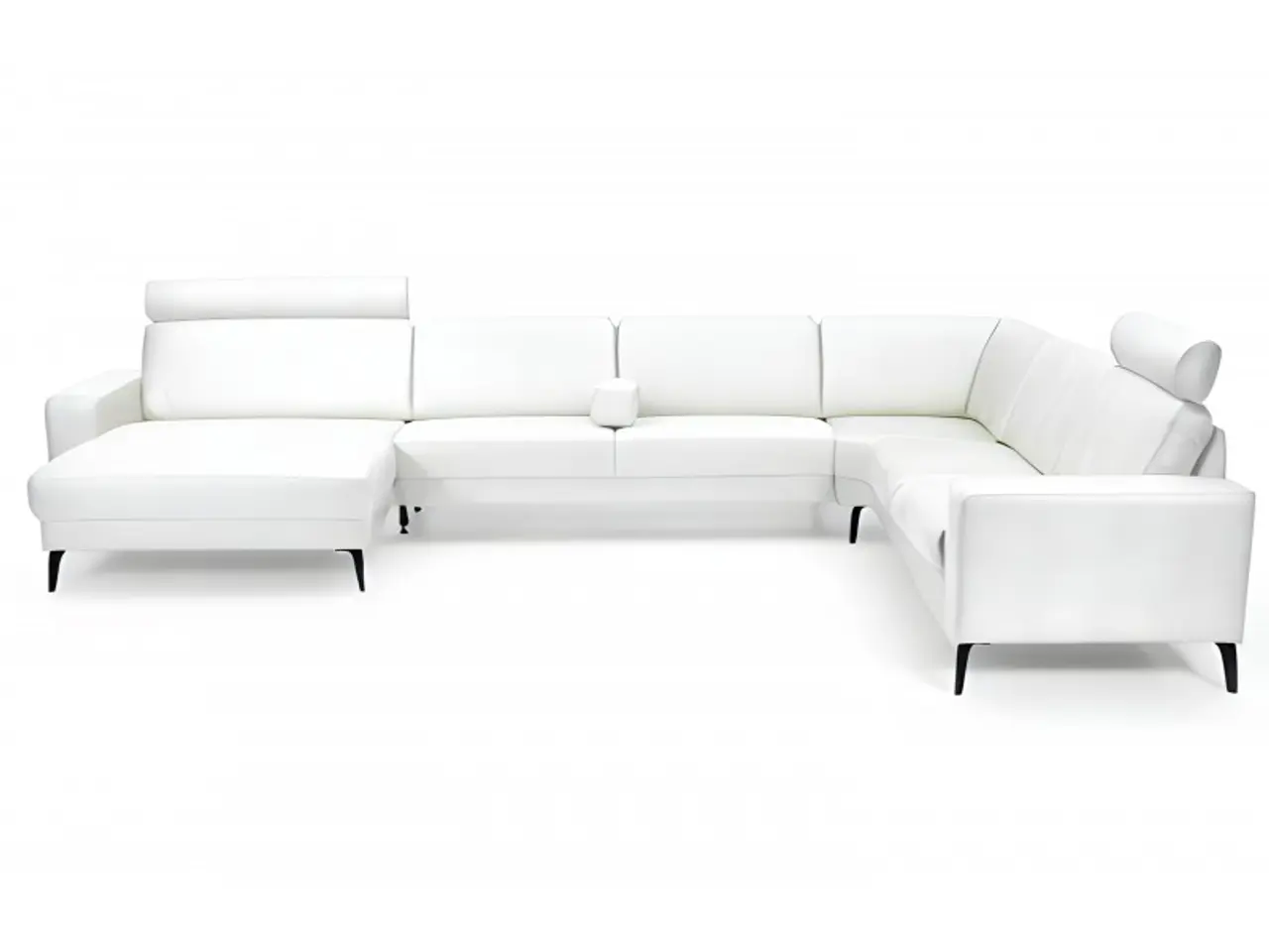 Hjort Knudsen Esbjerg Hvid læderhjørnesofa med XL Chaiselong ...