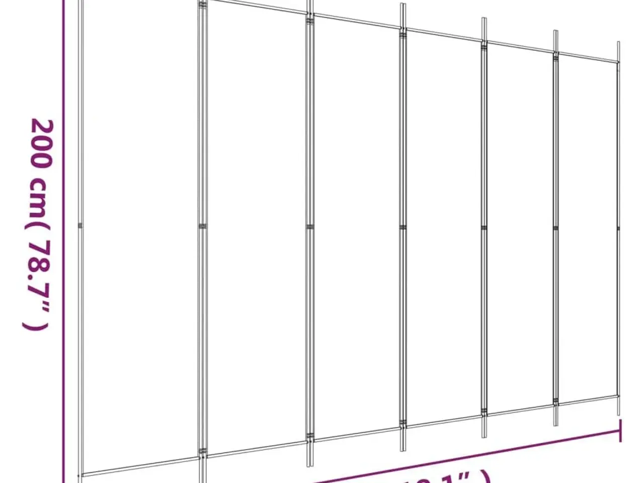 6-panels rumdeler i stof - 300 × 200 cm, sort - GulogGratis.dk