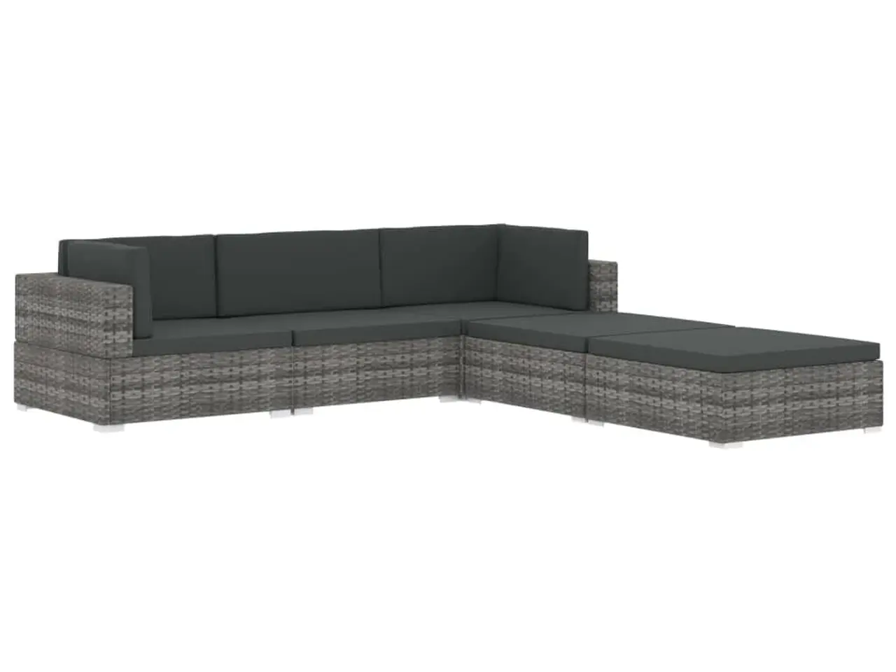 Fodskammel med hynde i polyrattan - sort, 70 × 70 cm - GulogGratis.dk